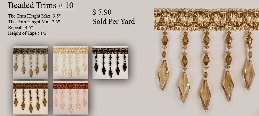 Fringe Trims - Beaded Drapery Trims - Brilliant Drapery Shop