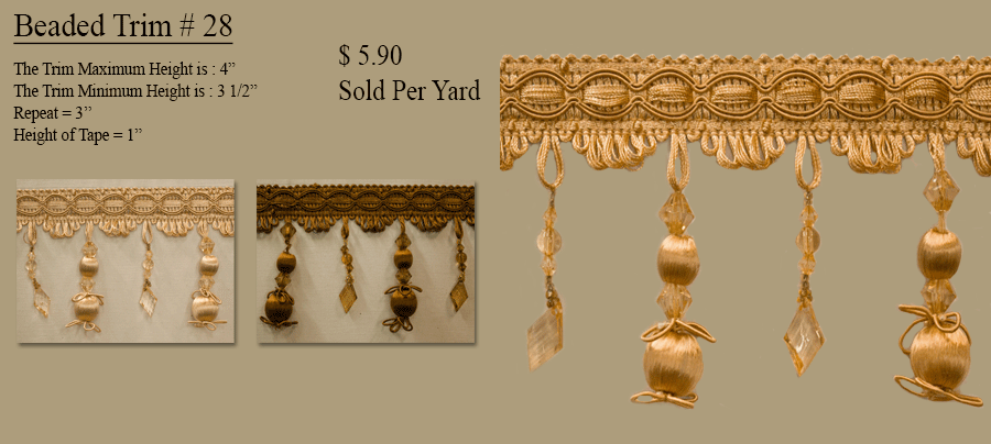 Fringe Trims - Beaded Drapery Trims - Brilliant Drapery Shop